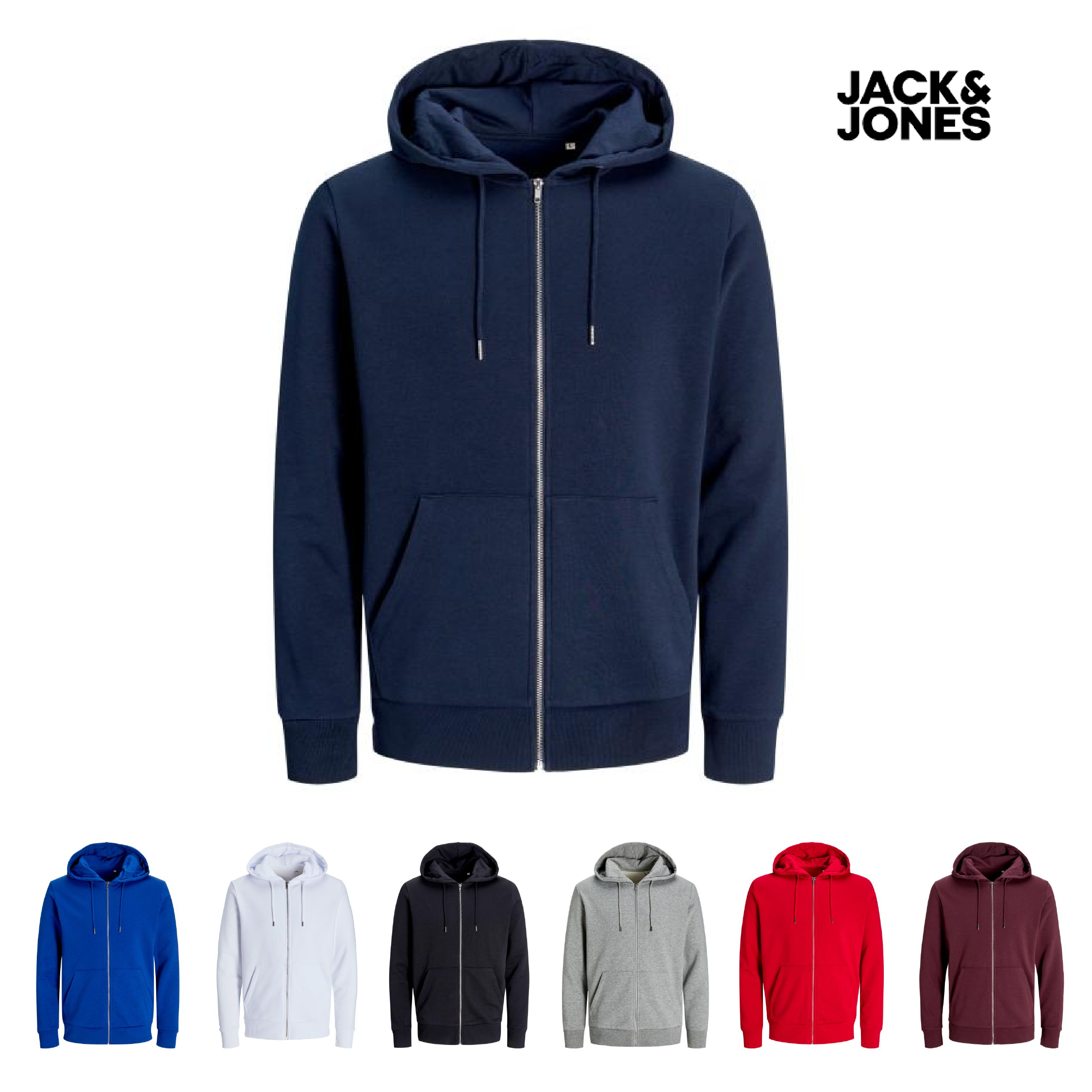 Jack & Jones Basic Vetoketjuhupparia - erittäin suosittu | Marlea